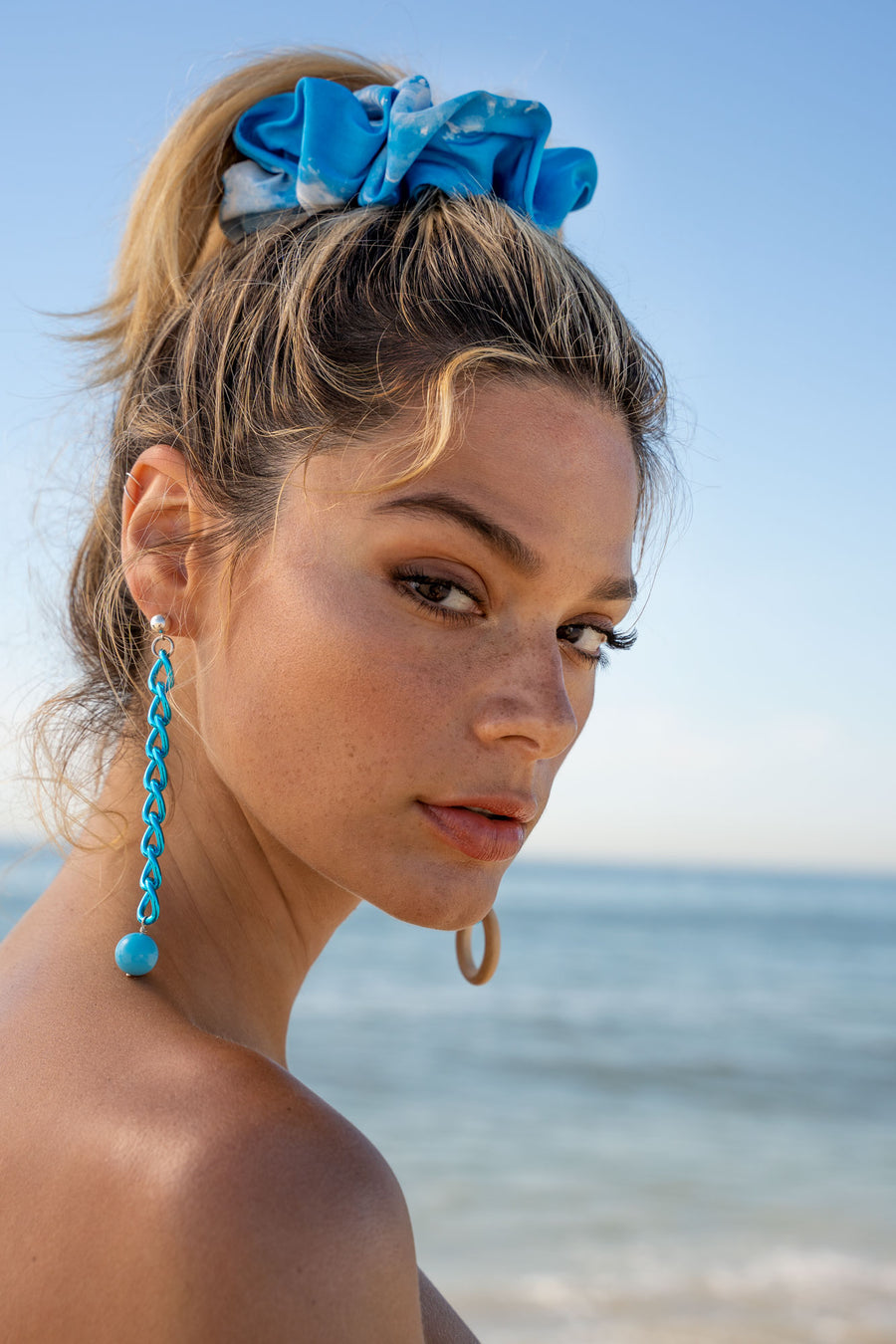 MLE Handpainted Sky Silk Faille Scrunchie